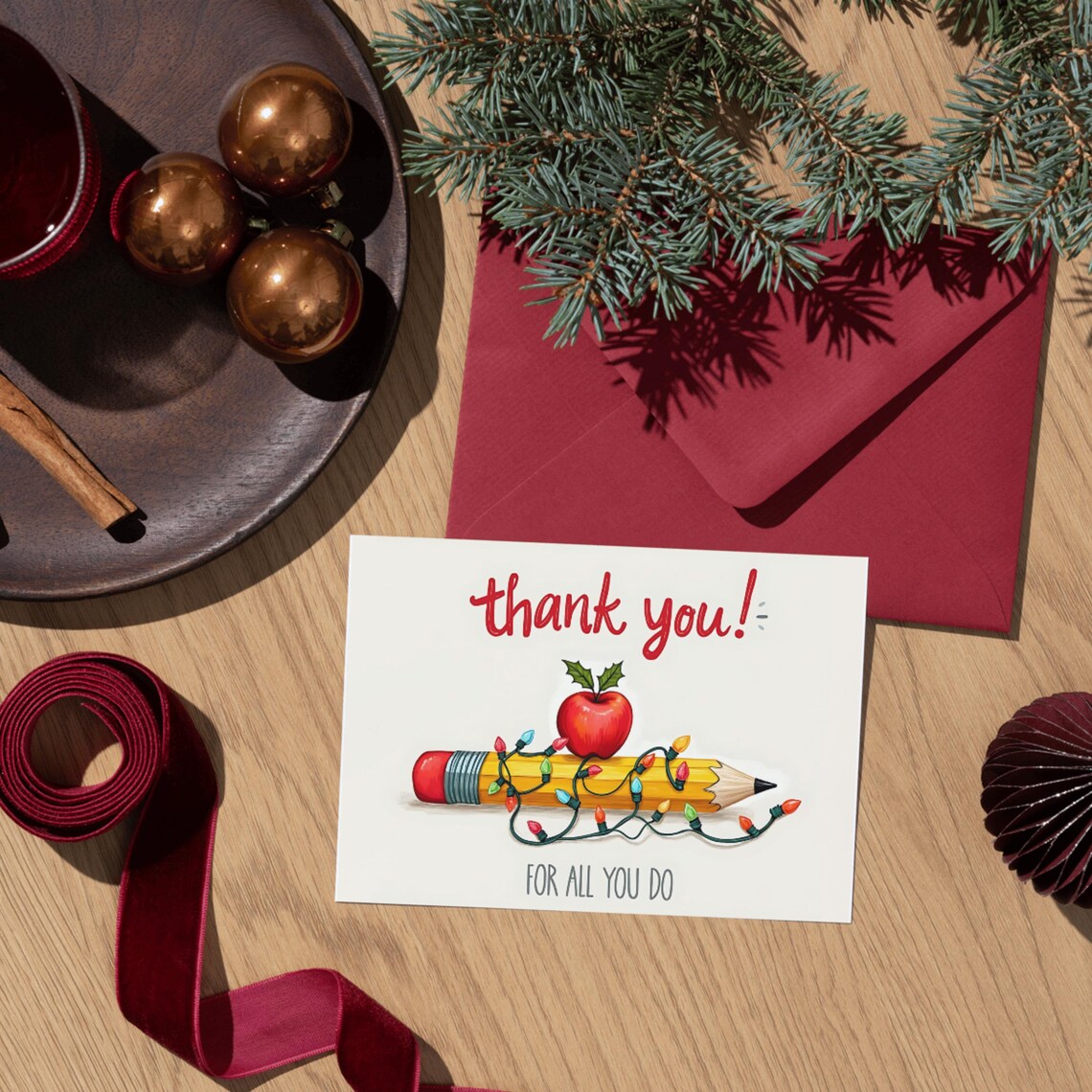 Teacher Appreciation Christmas Card | Teacher Christmas Thank You ...