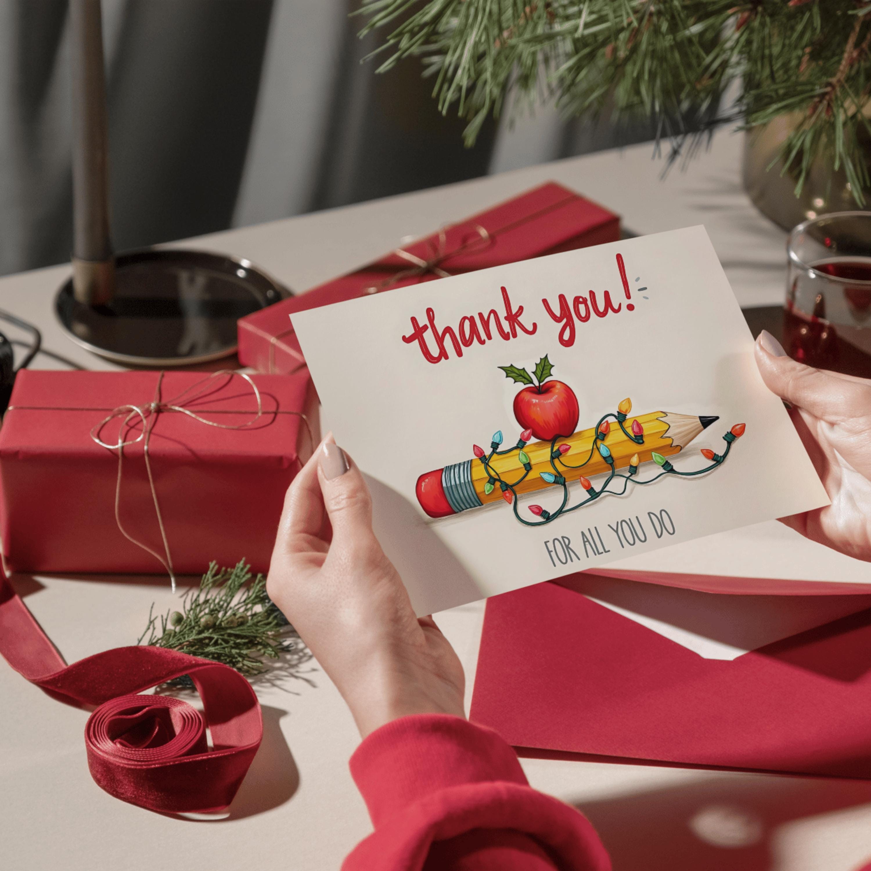 Teacher Appreciation Christmas Card | Teacher Christmas Thank You ...