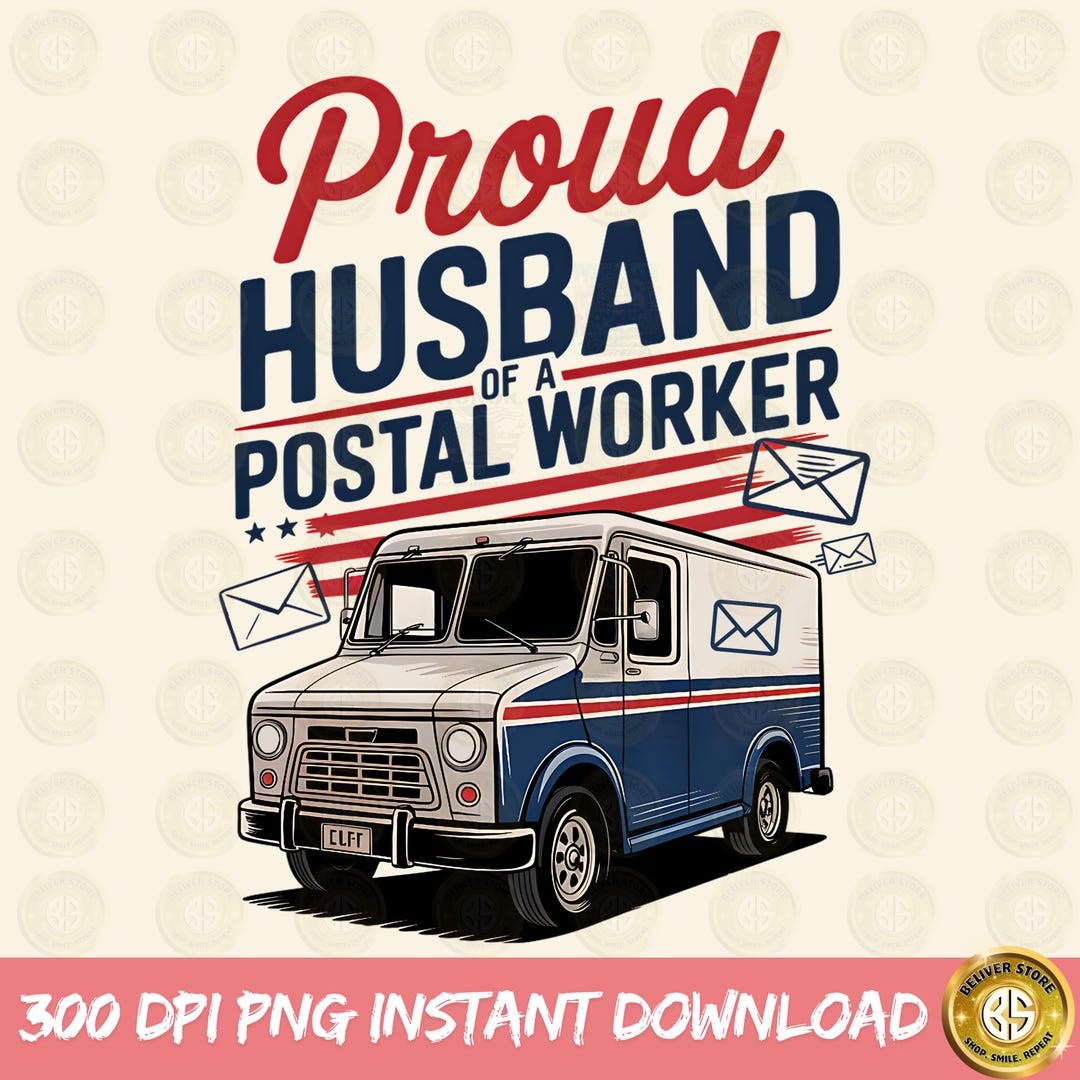Postal Worker Husband Shirt Design: PNG Sublimation, DTF File (digital ...