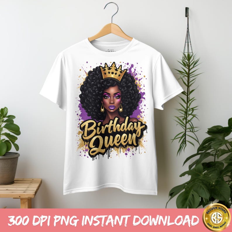 Afro Girl Birthday Queen PNG, Black Woman Design (digital Download) - Etsy