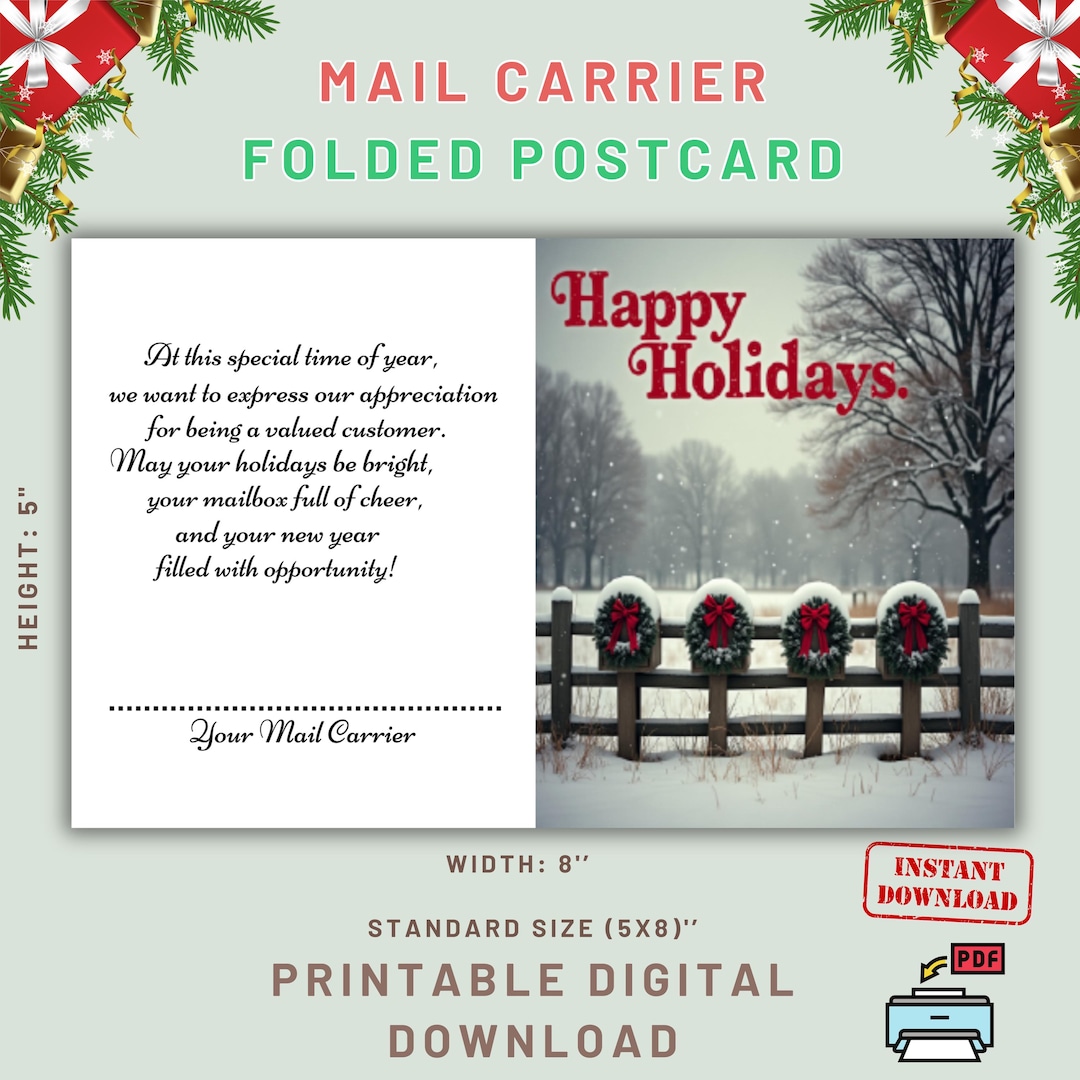 HOLIDAY HIT! Foldable Mail Carrier Christmas Postcard - Letter Carrier ...