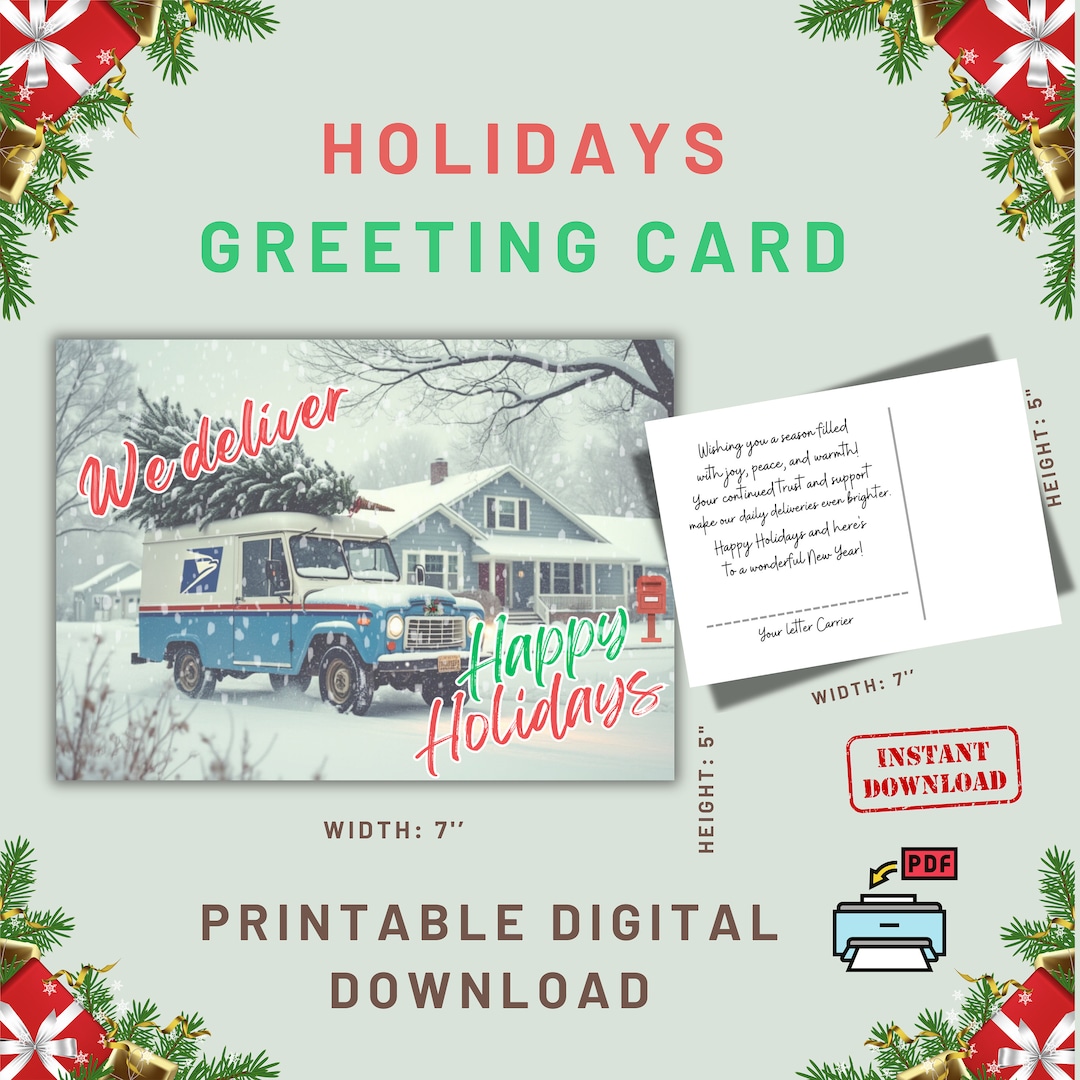USPS Holiday Greeting Card, Mail Carrier Thank You Holiday Greeting ...