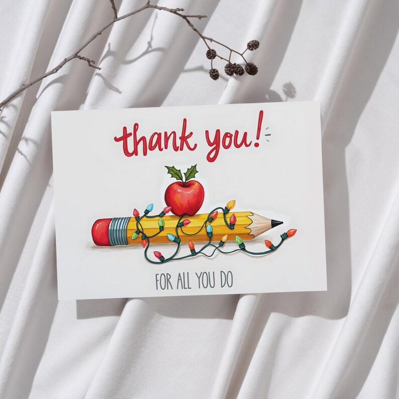 Teacher Appreciation Christmas Card | Teacher Christmas Thank You ...