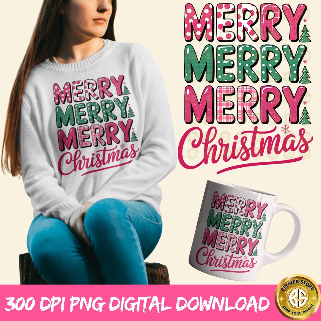 Merry Christmas Png, Pink Christmas Png, Christmas Png, Christmas Shirt ...