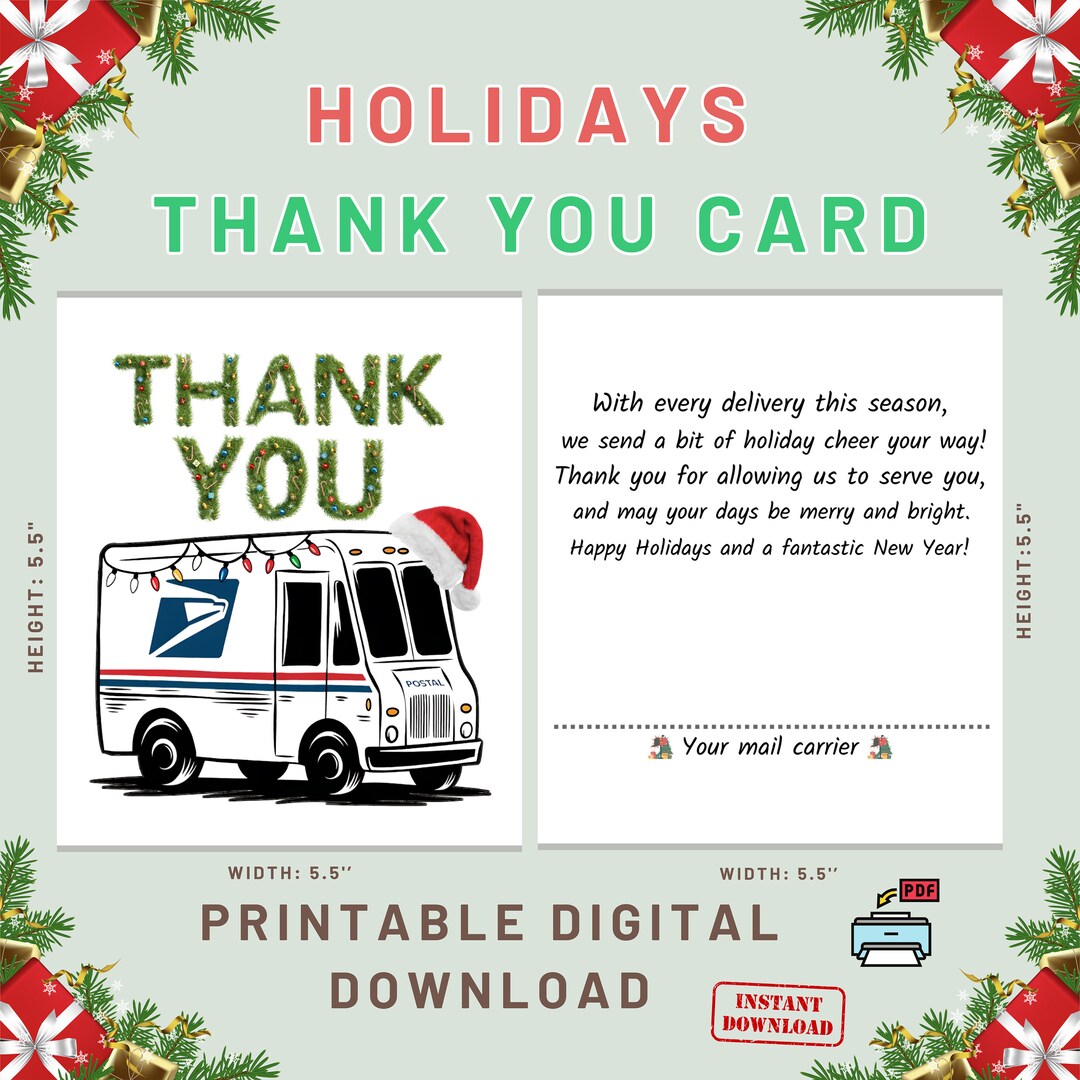 USPS Mail Carrier Thank You Postcard, Letter Carrier Thank You Cards ...