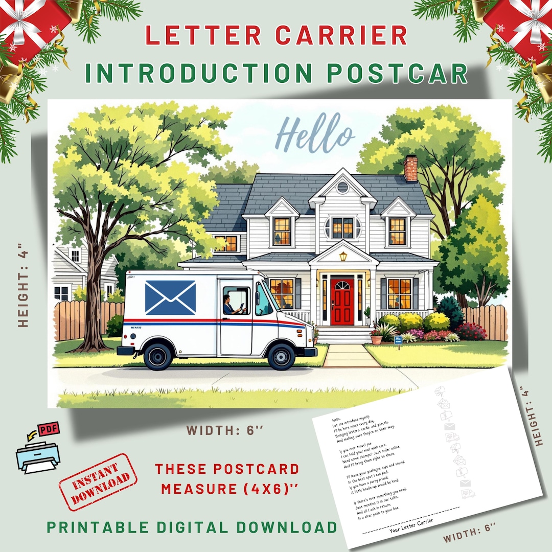 Mail Carrier Introduction Postcards, Intro, Welcome to the Neighborhood ...