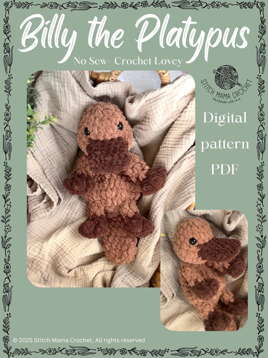 Billy Platypus Crochet Pattern- No Sew Lovey - Etsy