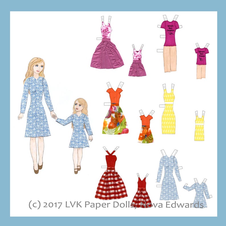 Mother-daughter Paper Dolls - Etsy