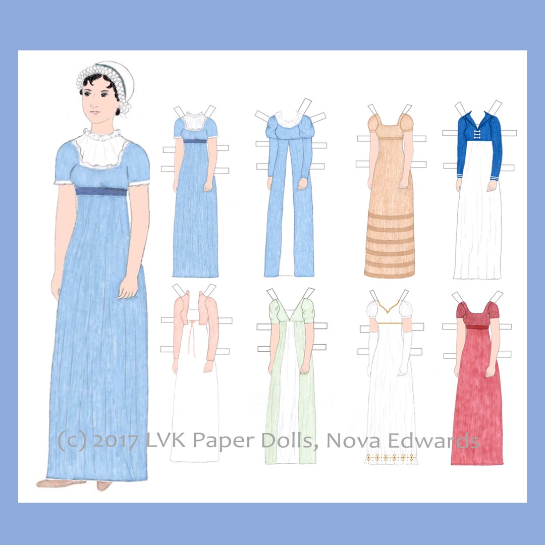 Jane Austen Paper Doll Kit Woman Author Paper Doll Sense and ...