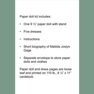 Matilda Joslyn Gage Paper Doll Kit - Etsy