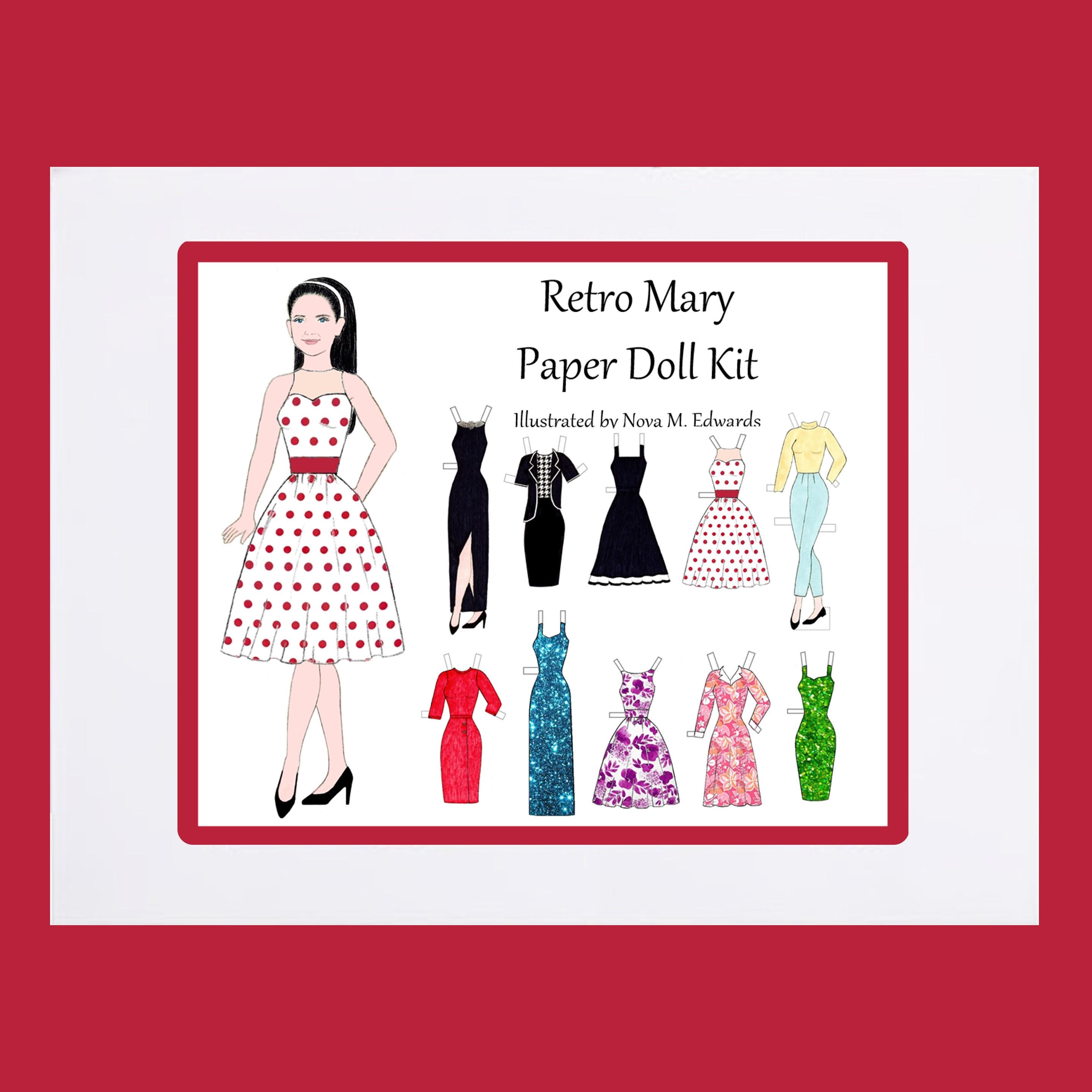 Retro Mary Paper Doll Kit Woman Illustration Dolls Retro Fashion 1960s ...