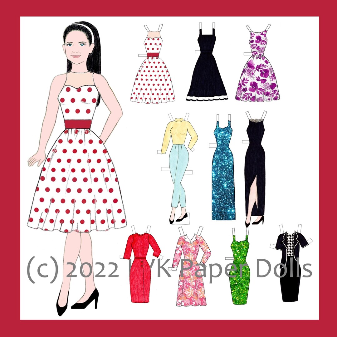 Retro Mary Paper Doll Kit Woman Illustration Dolls Retro Fashion 1960s ...