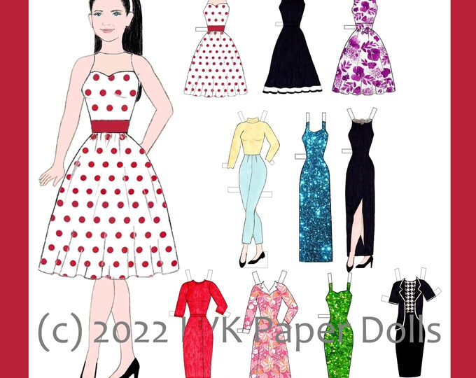 Retro Mary Paper Doll Kit Woman Illustration Dolls Retro Fashion 1960s ...