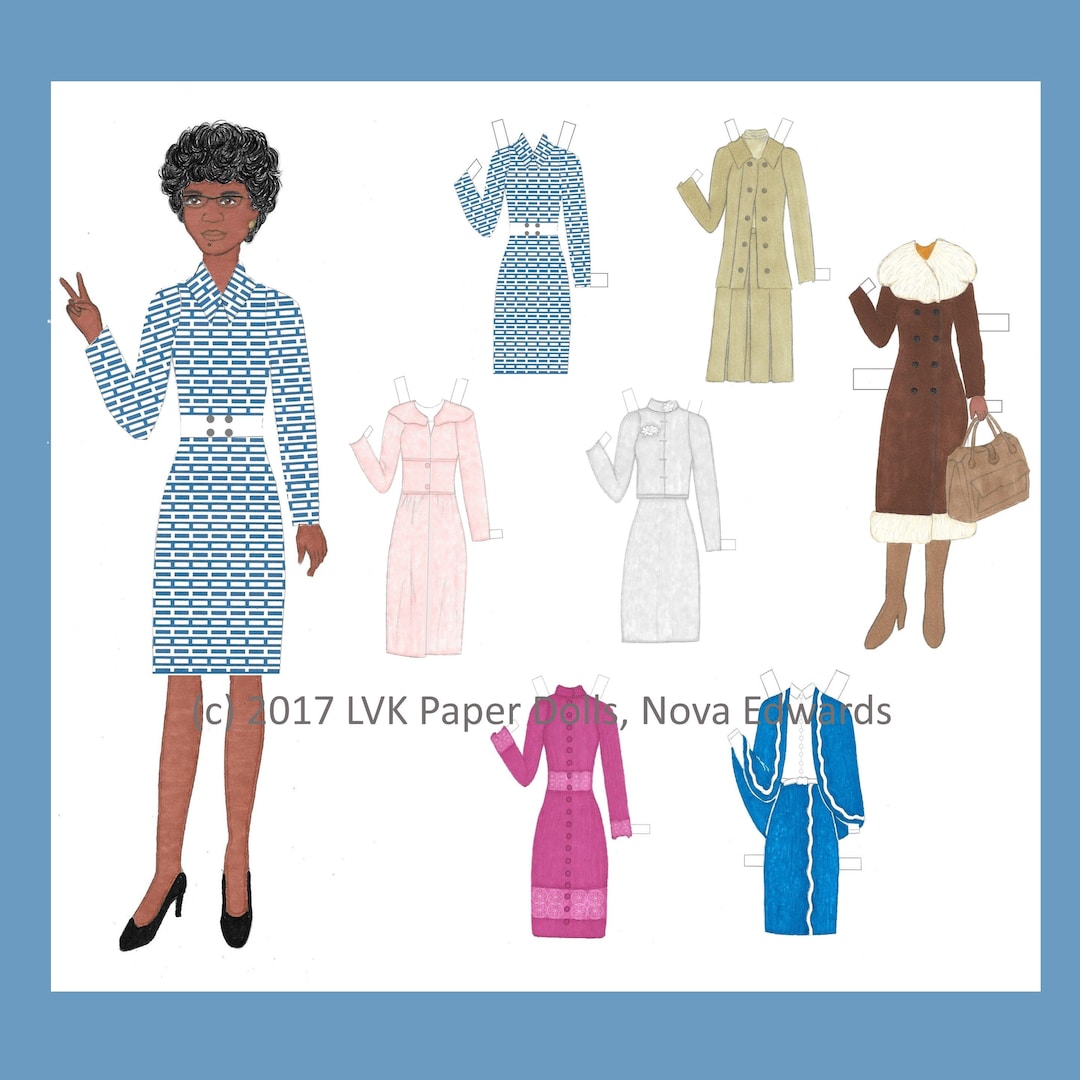 US Politician Shirley Chisholm Paper Doll Kit Paper Doll Woman ...