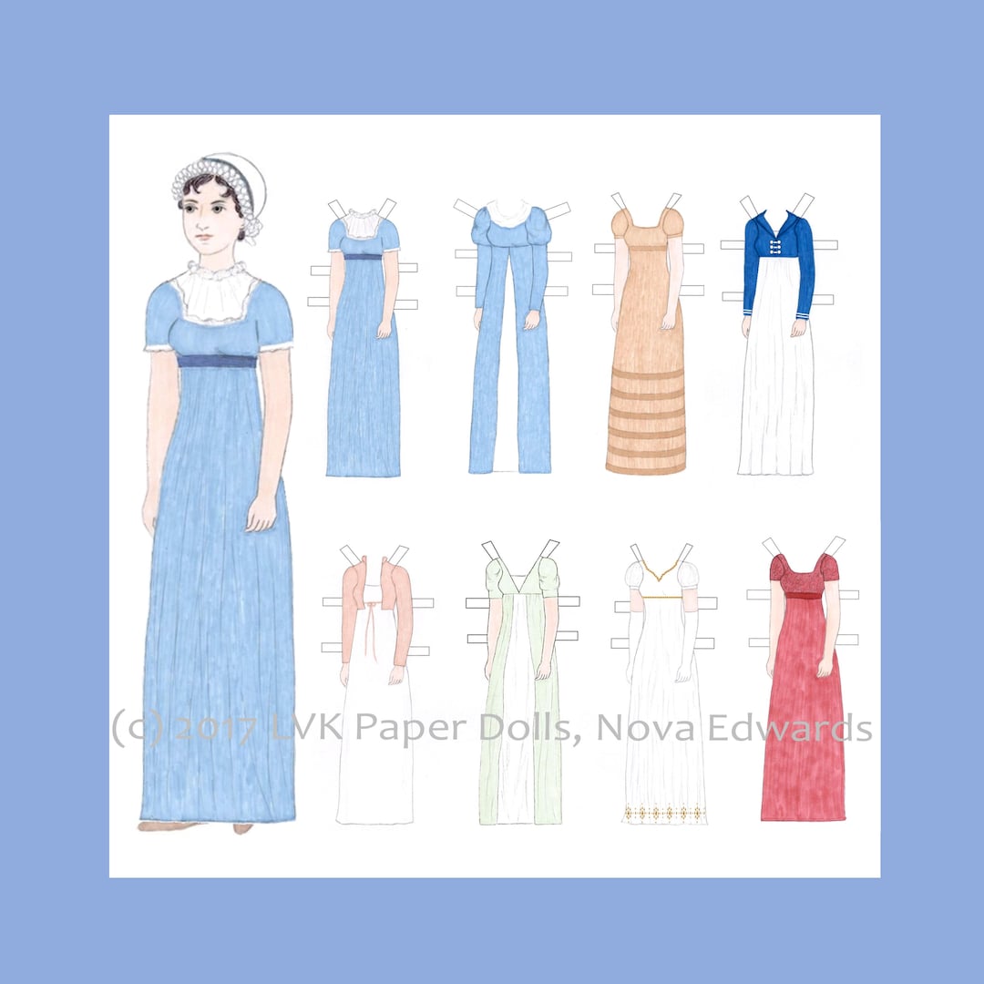 Jane Austen Paper Doll Kit Woman Author Paper Doll Sense and - Etsy