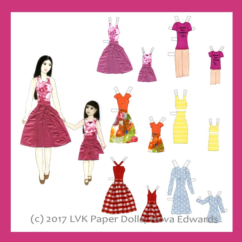 Mother-Daughter Paper Dolls | Etsy