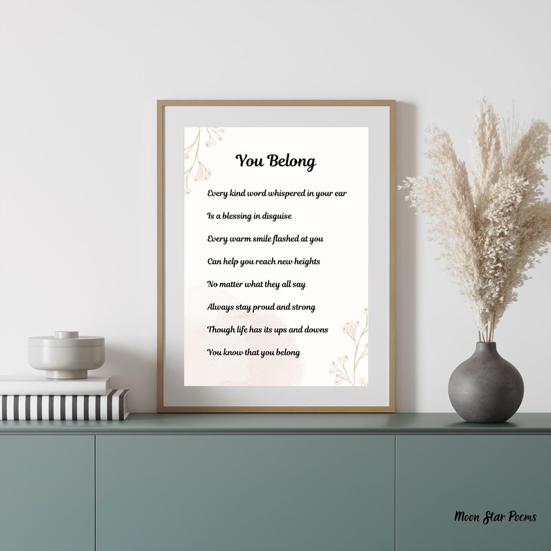 You Belong | Digital Motivational Poem Print | Printable Motivational ...