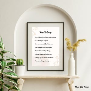 You Belong | Digital Motivational Poem Print | Printable Motivational ...