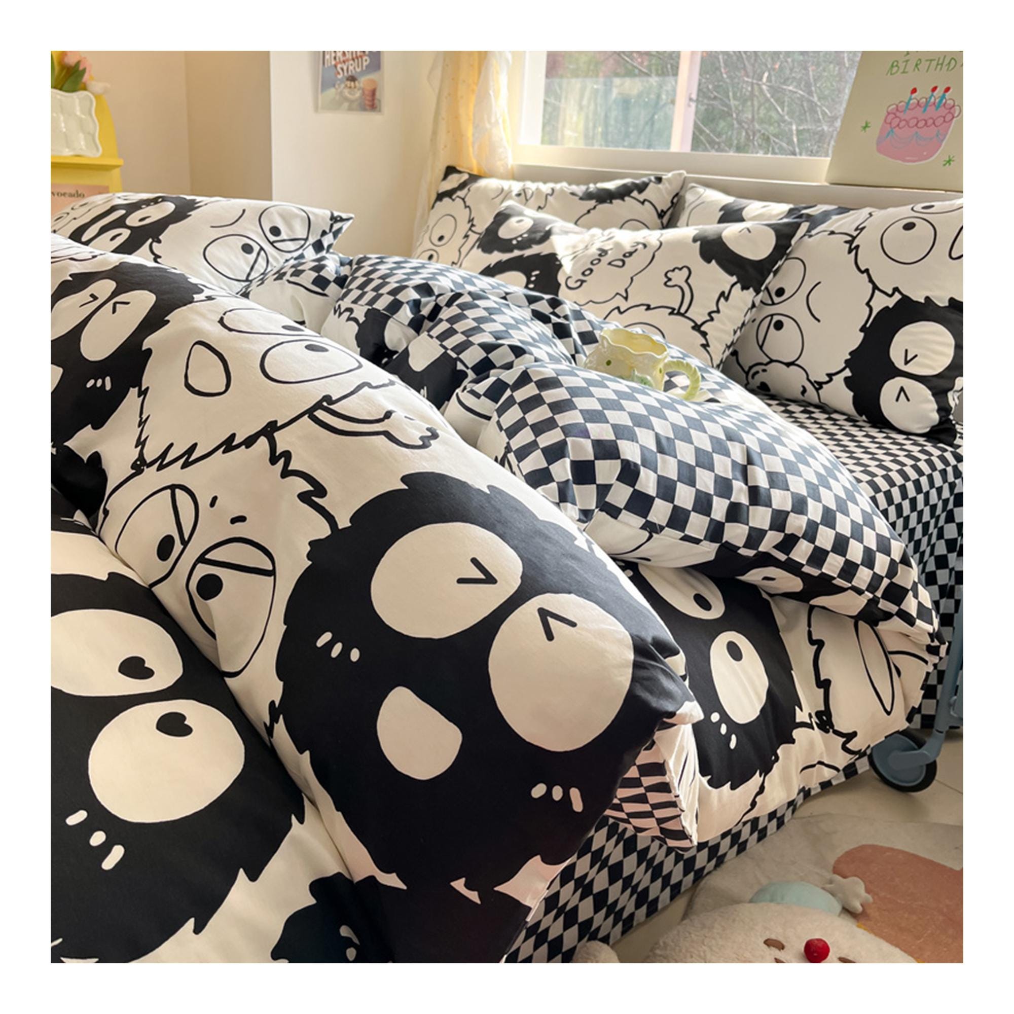 Cartoon Sprites Bedding Set With Pillowcases, Fitted/flat Sheet, Single ...