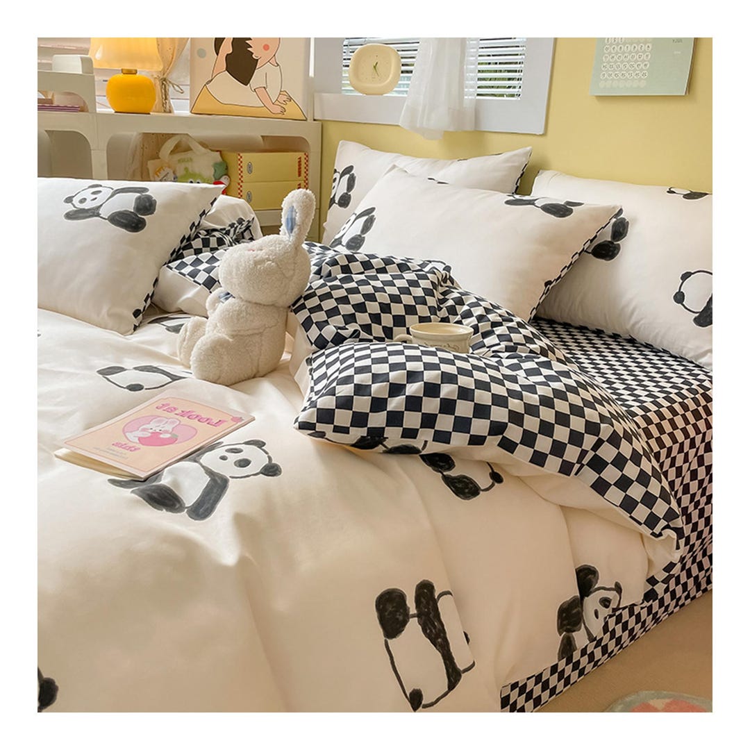 Cute Panda Bedding Set, Duvet Cover 4pcs Set, Single/full/queen/king ...