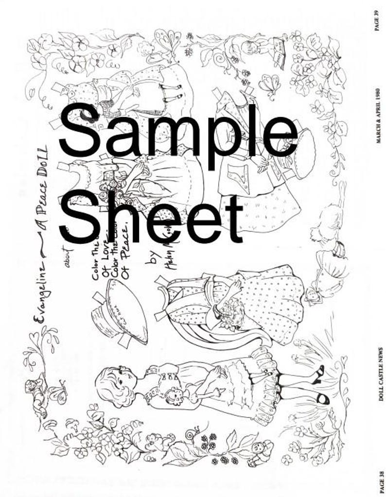Vintage Edwina & Evangeline Paper Dolls: Historical Coloring Pages ...