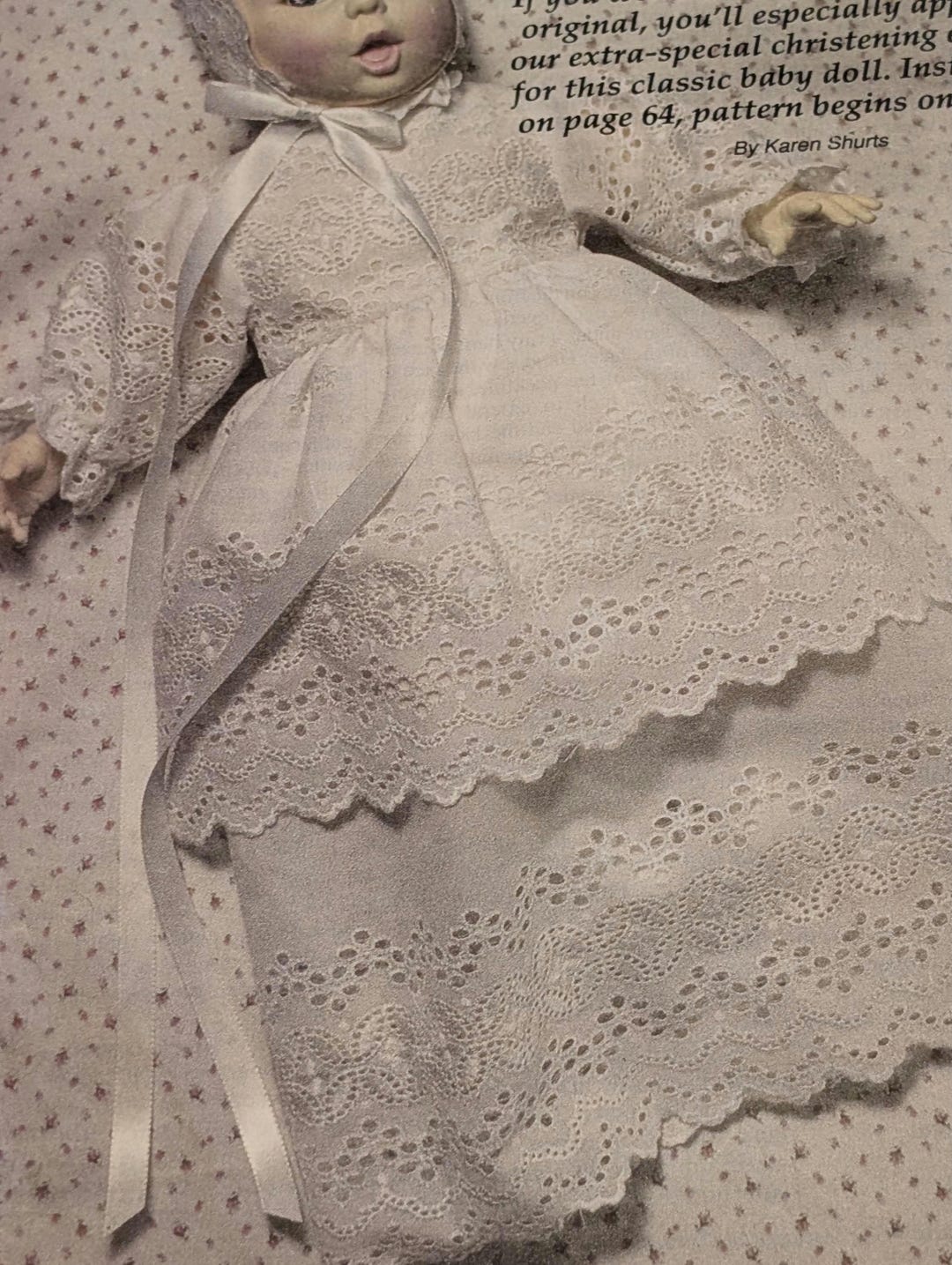 Vintage 1990s Christening Gown Sewing Pattern for 17" Gerber Baby Dolls ...