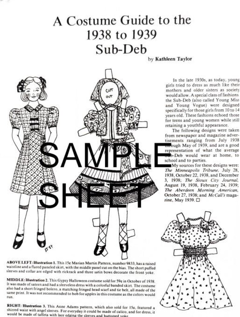 Vintage 1930s Paper Doll Set: Printable Coloring Pages (digital ...