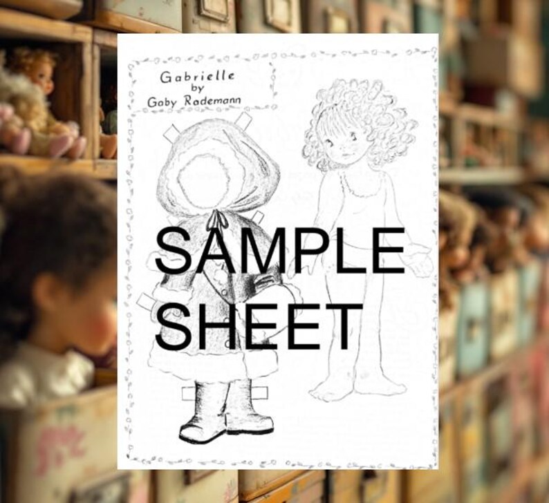 Printable Vintage Curly Haired Girl Named Gabrielle Paper Doll Set ...