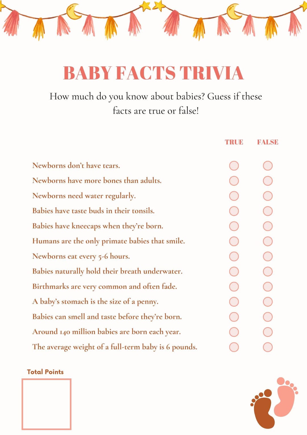 Baby Facts Baby Shower Game - Etsy