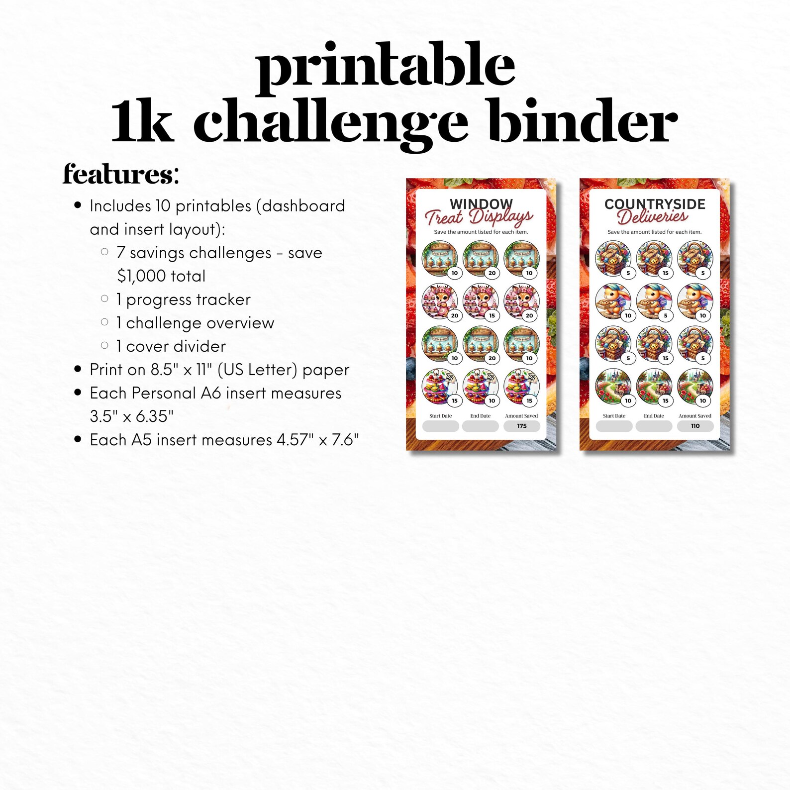 Printable 1K Savings Challenge Bundle: A5/A6 Budget Binder Inserts (PDF ...
