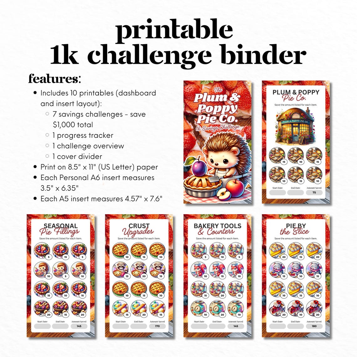 Printable 1K Savings Challenge Bundle: A5/A6 Budget Binder Inserts (PDF ...