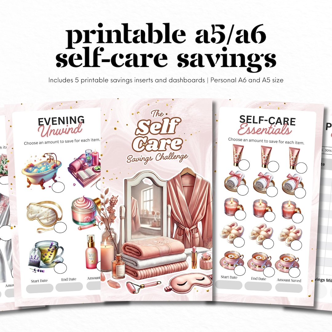 Self-care Savings Challenge: A5/A6 Printable Inserts (PDF Download) - Etsy