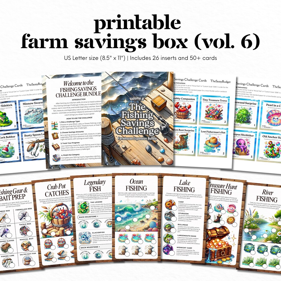 Printable Fishing Savings Challenge: A6 Cash Envelope Inserts (PDF) - Etsy