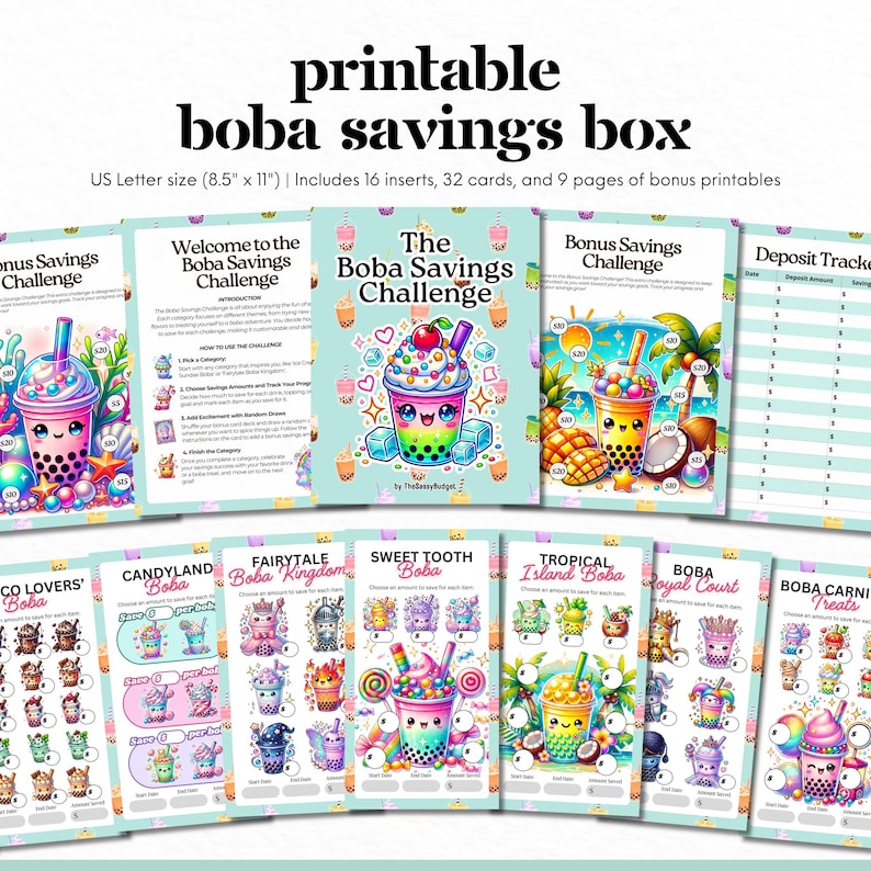 Printable Boba Savings Challenge: A6 Cash Envelope Insert (digital ...