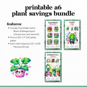 Printable A6 Plant Savings Challenge Bundle, Cash Envelope Insert, Cute ...