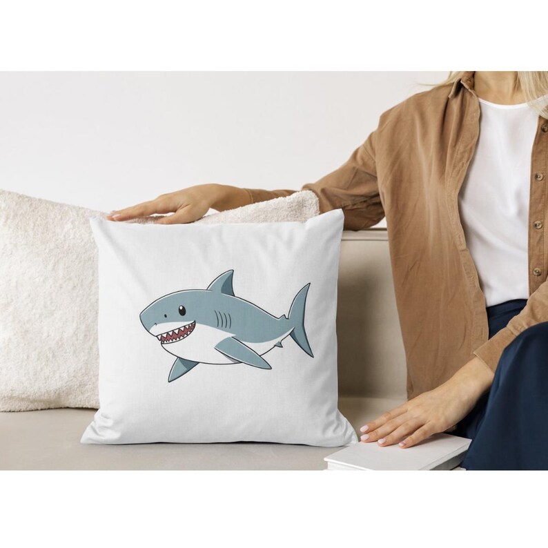 Cute Shark Graphic Design Adorable Cartoon Shark Illustration PNG File ...