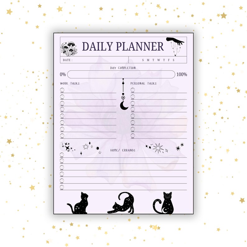 Witchy Daily Planner Printable | Mystical Wellness & Productivity ...