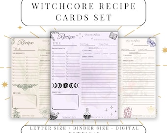 Witchcore Recipe Cards | Botanical Herbal Magic (digital Download) - Etsy