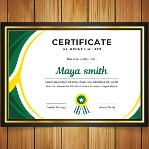 Certificate of Appreciation || Modern White Green Yellow Design ...