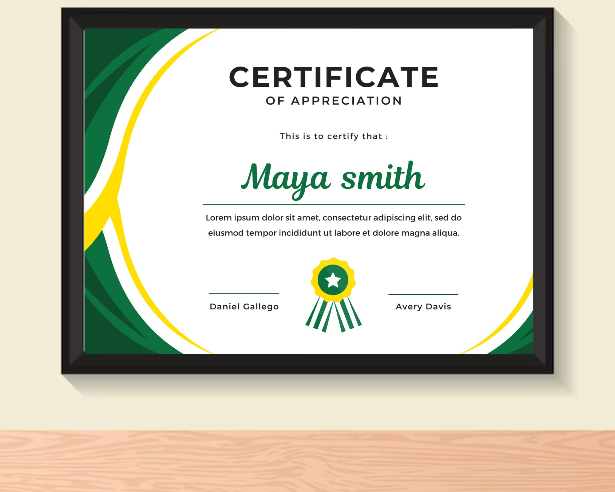 Certificate of Appreciation || Modern White Green Yellow Design ...