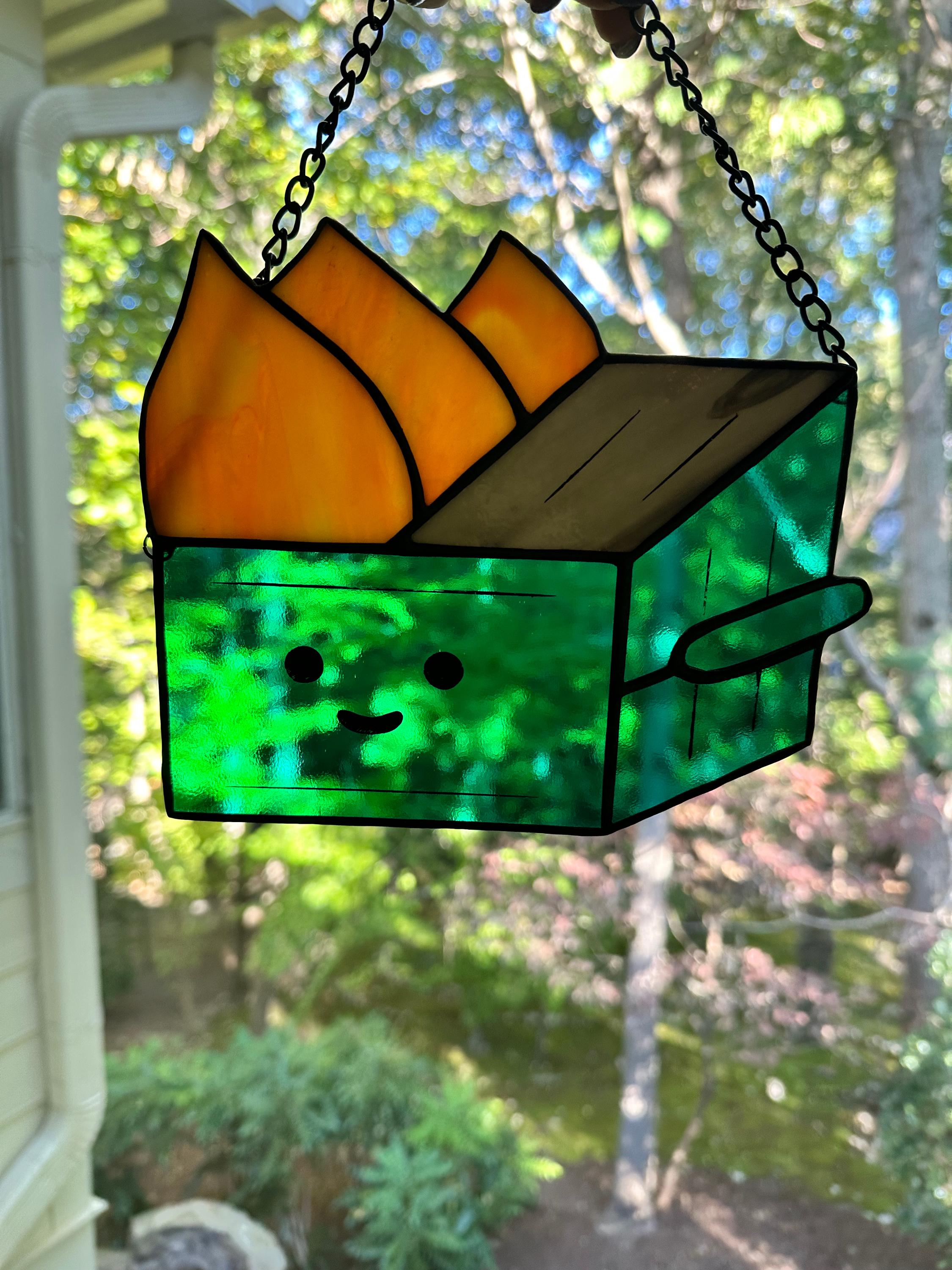 Dumpster Fire Stained Glass Pattern - Beginner Friendly! - Etsy
