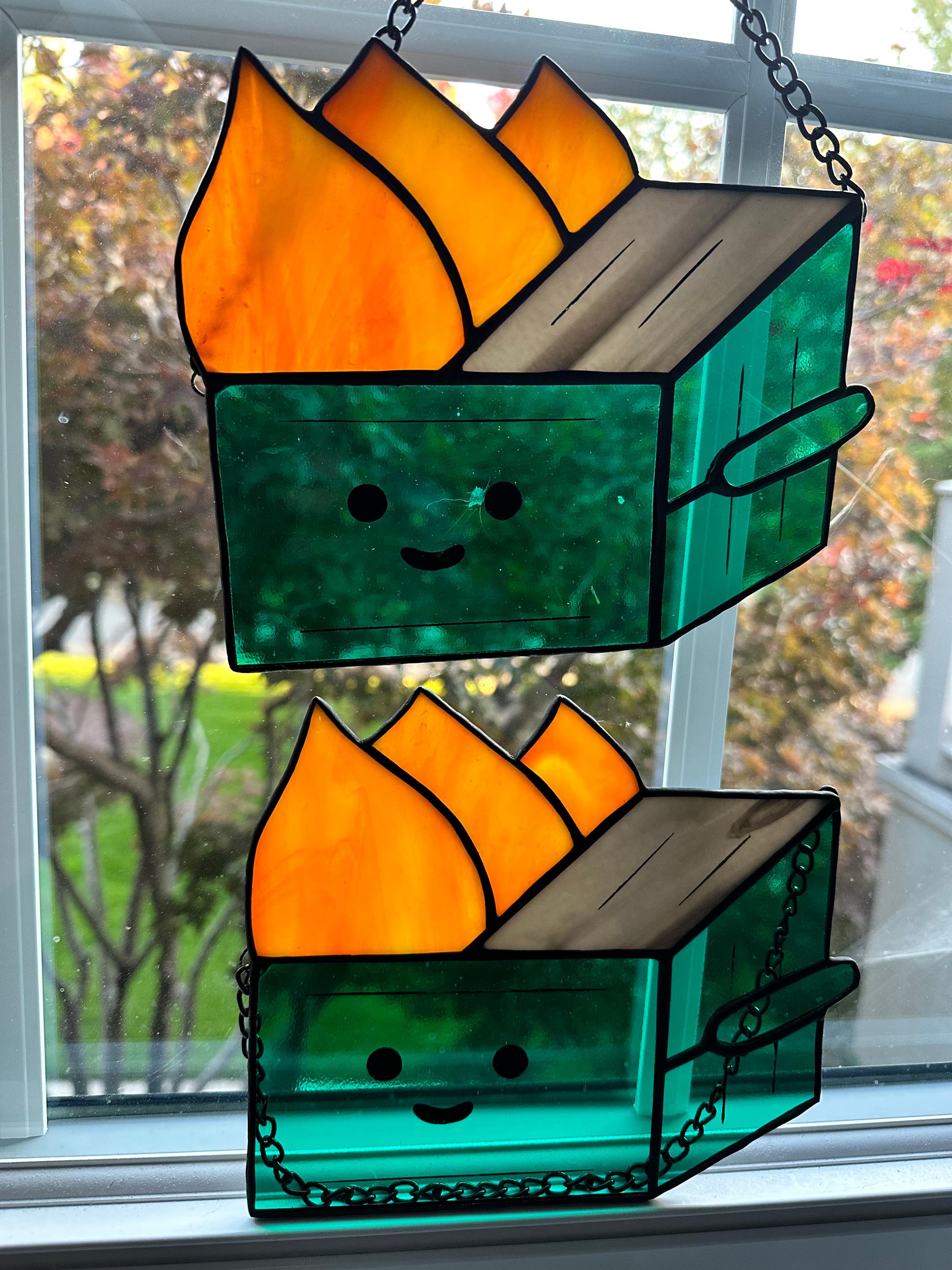Dumpster Fire Stained Glass Pattern - Beginner Friendly! - Etsy