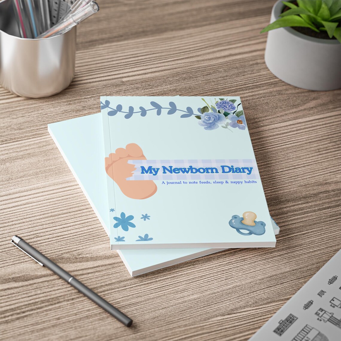 My Newborn Diary Baby Boy Breastfeeding Bottle Nappy Sleep Journal ...