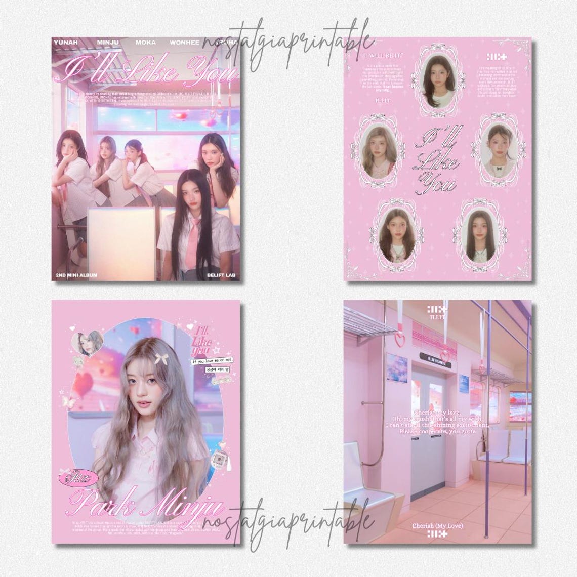 ILLIT Art Poster Prints (8 JPGS) | Aesthetic Kpop Room Decor | Printable Kpop Wall Art | Digital ...
