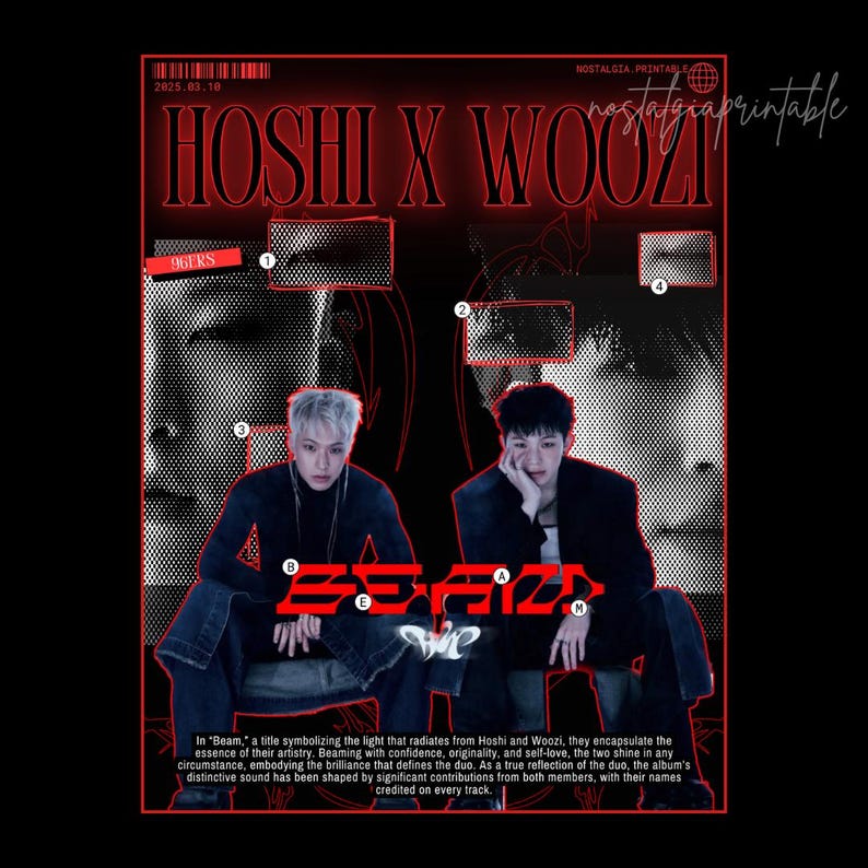 HOSHI X WOOZI Beam Poster Print | Seventeen SVT | Aesthetic Kpop Room Decor | Printable Kpop ...