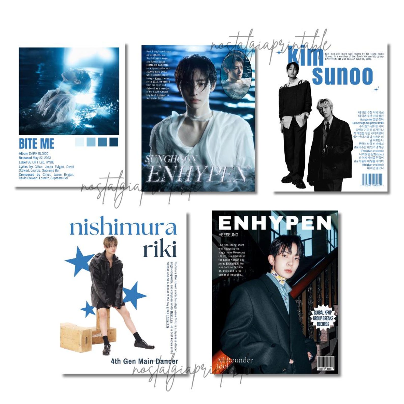 Enhypen Art Poster Prints (10 JPGS) | Aesthetic Kpop Room Decor ...