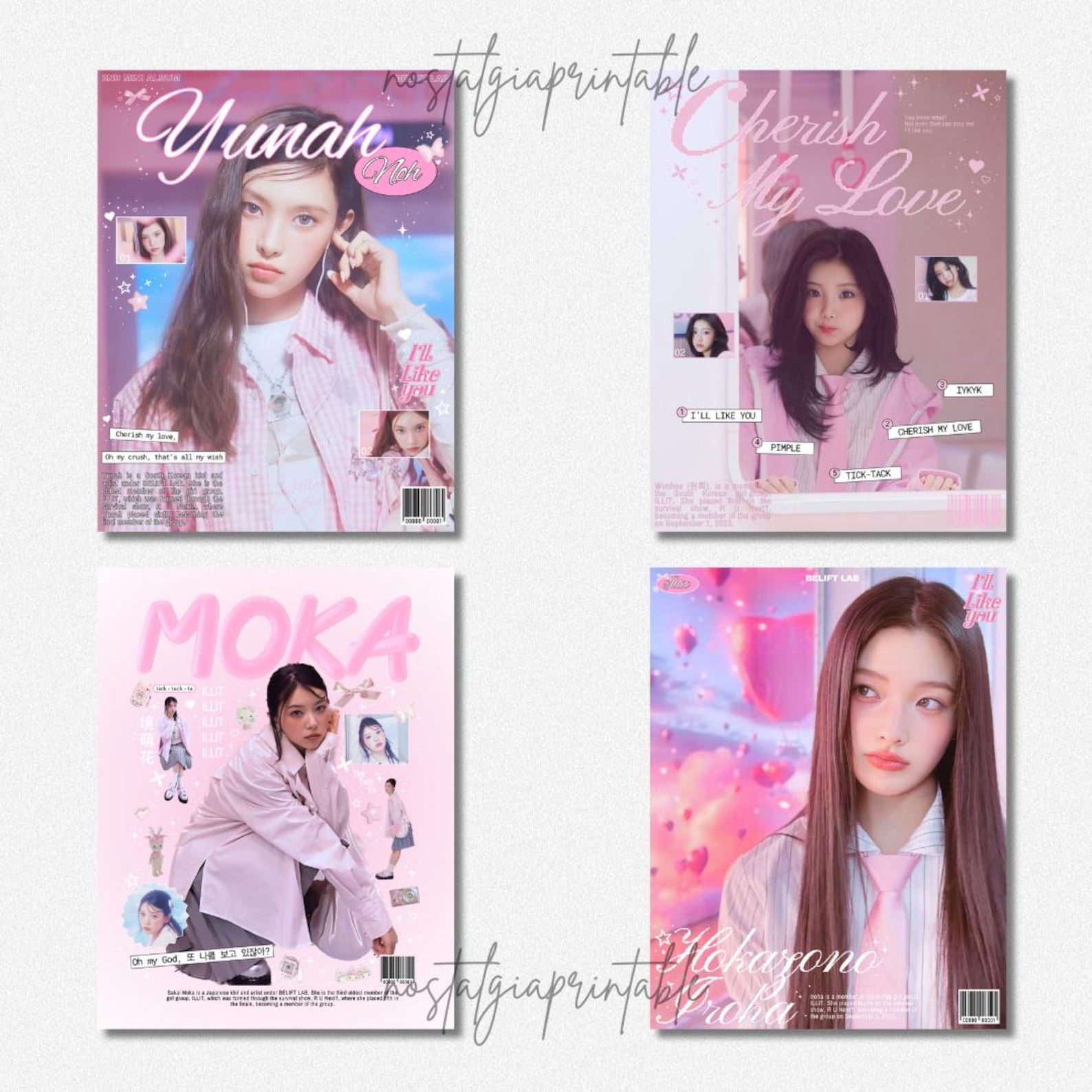 ILLIT Art Poster Prints (8 JPGS) | Aesthetic Kpop Room Decor ...