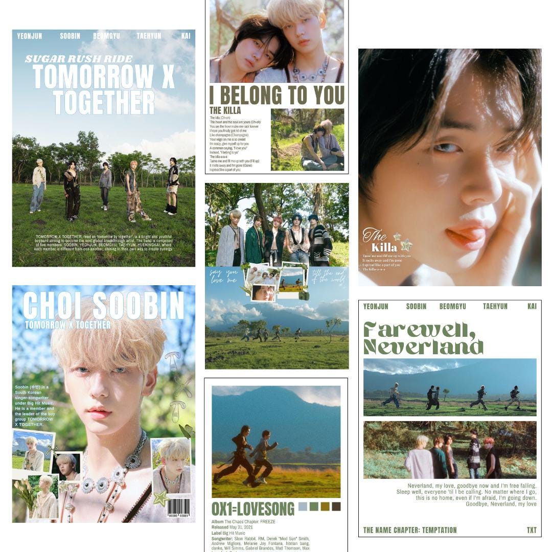 TXT Art Poster Prints (10 JPGS) | Aesthetic Kpop Room Decor | Printable ...