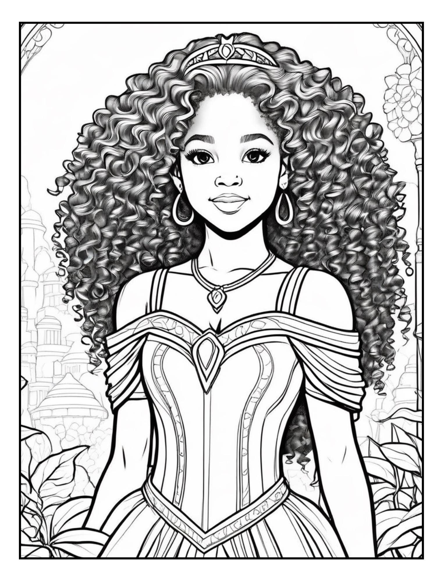 Royal Black Princess Coloring Book: African American Girls' Magical ...