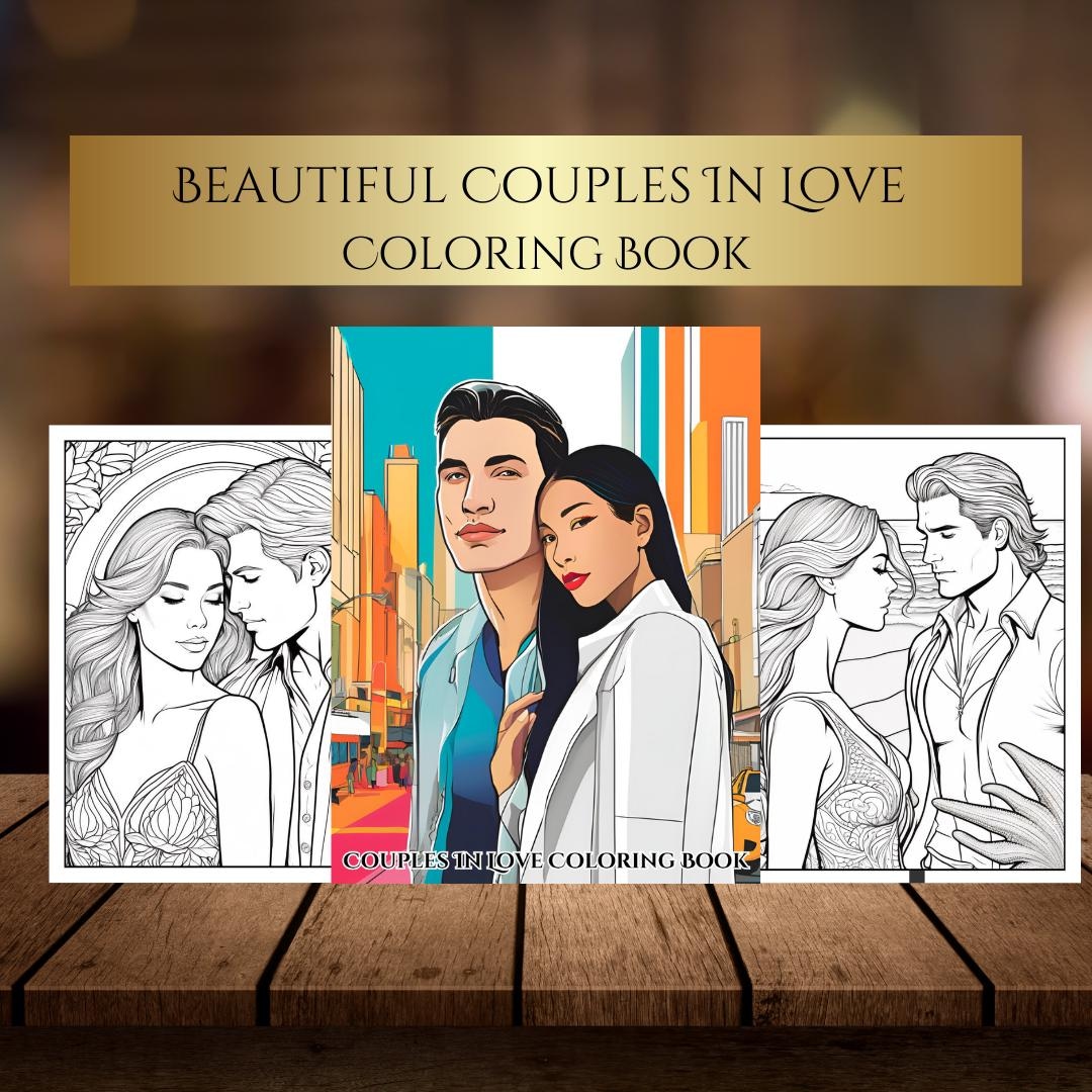 Couples Coloring Book: 20 Romantic Illustrations (digital Download, PDF ...